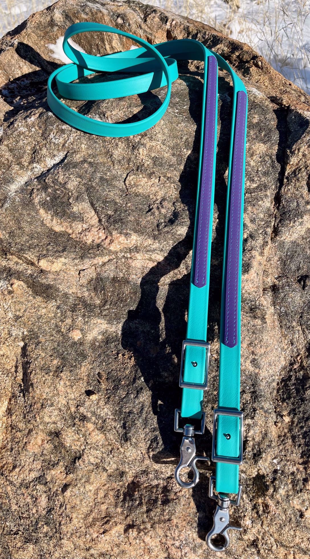 Moss Rock Endurance-Reins with Colored Overlay